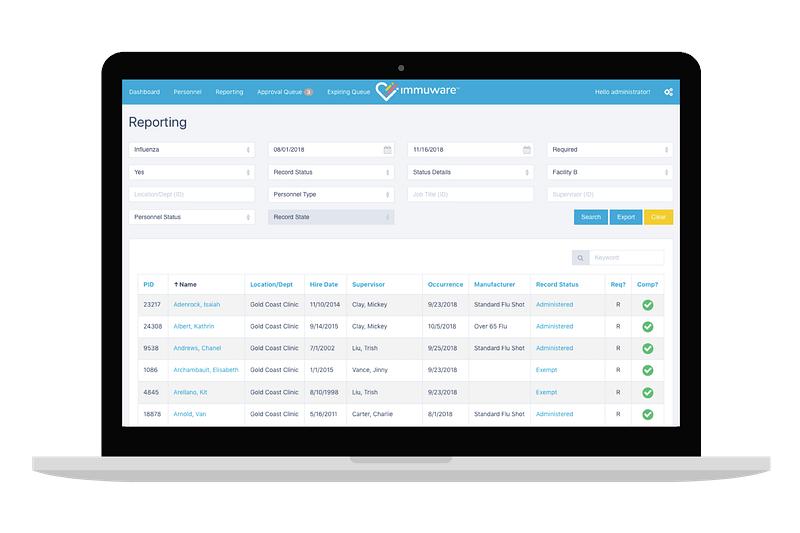 Immunization Tracking Software, Employee Health Software